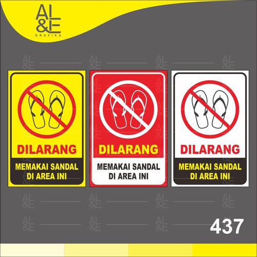 Jual 437 - Stiker Dilarang Memakai Sandal/Sendal di Area ini - Merah ...