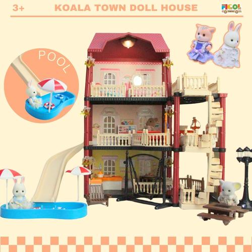 Jual Mainan Rumah Rumahan Anak Villa Play House Diary Koala Town Doll ...