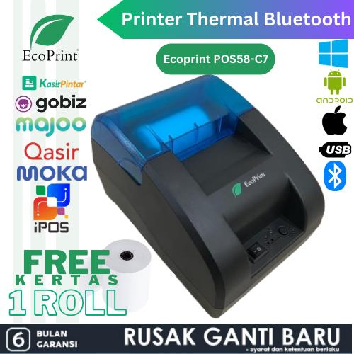 Jual PRINTER BLUETOOTH KASIR Ecoprint POS58 SUPPORT CASH DRAWER [USB+BT ...
