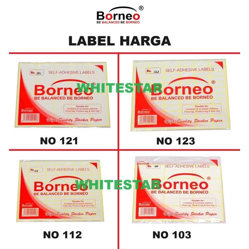 Jual sticker nama / stiker undangan / label harga borneo (set = 7 ...
