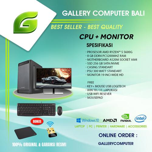 Jual ( cpu dan monitor ) komputer pc rakitan amd ryzen 5 5600g - Kota ...