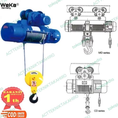 Jual electric wire rope hoist Crane 2 ton X 12 meter, WEKA GERMANY ...
