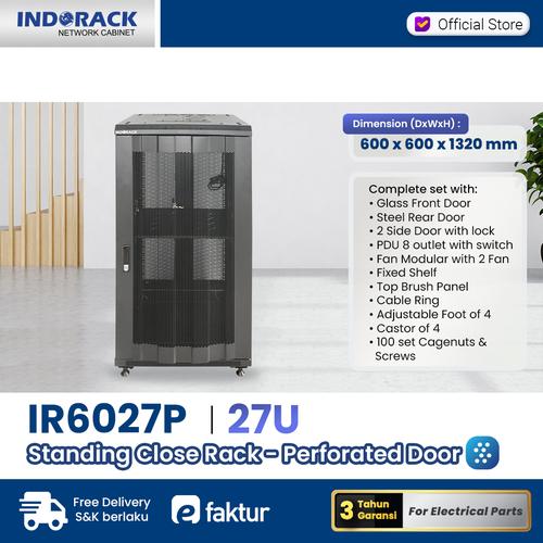 Promo Indorack IR6027P Close Rack 27U Depth 600mm Perforated Door Rak ...