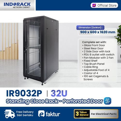 Promo Indorack IR9032P Close Rack 32U Depth 900mm Perforated Door Rak ...