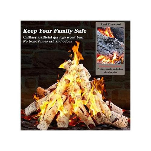 Jual Uniflasy 26.8 Gas Fireplace Log Set Ceramic White Birch Intdoor ...
