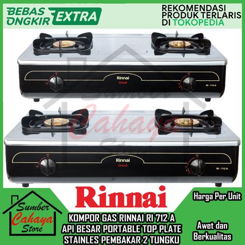 Jual Rinnai RI 712A Kompor Gas 2 dua Tungku Hitam jumbo api besar ...