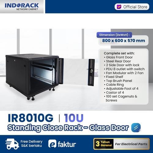 Promo Indorack IR8010G Close Rack 10U Depth 800mm Glass Door Rak Server ...