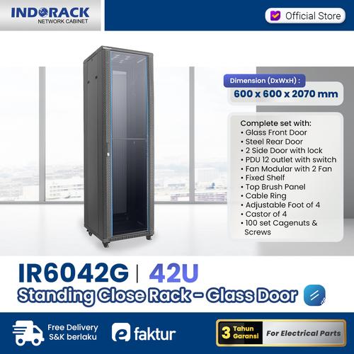 Promo Indorack IR6042G Close Rack 42U Depth 600mm Glass Door Rak Server 19" Cicil 0% 3x ...