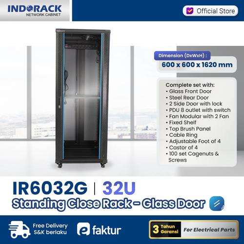 Promo Indorack IR6032G Close Rack 32U Depth 600mm Glass Door Rak Server ...
