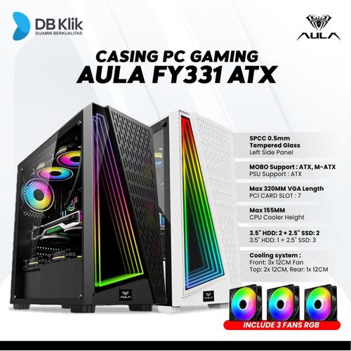 Promo Casing PC Gaming Aula FY331 ATX include 3 fans - FY331W / FY331B ...