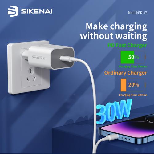 Jual Sikenai PD-17 Kepala Charger PD 30W Fast Charger 30W Plus Cable ...