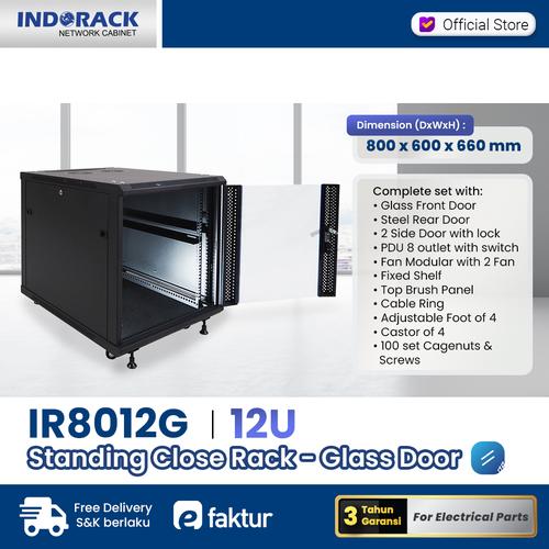 Promo Indorack IR8012G Close Rack 12U Depth 800mm Glass Door Rak Server ...