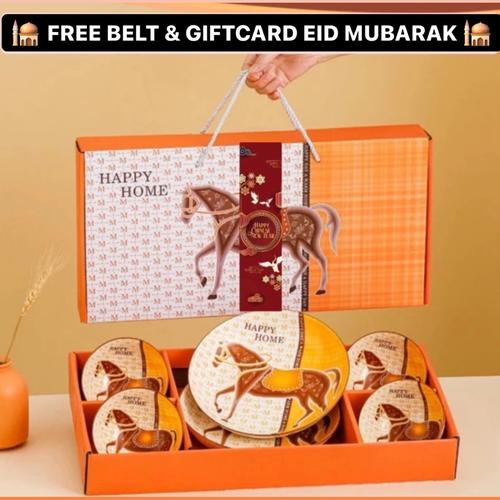 Promo Hadiah Piring Set Kuda Orange / Hampers Imlek Mangkok Jepang Gift ...