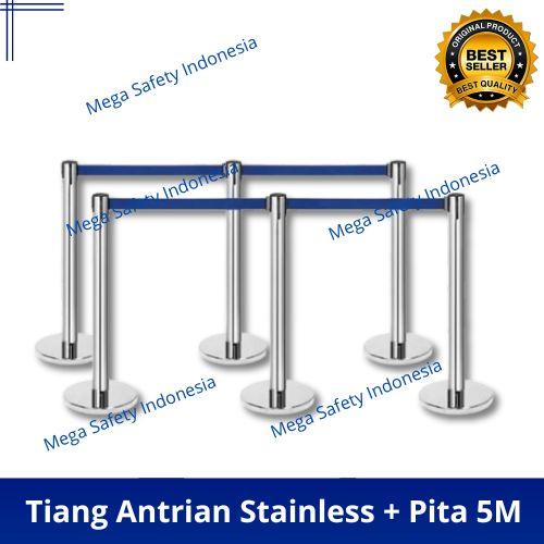 Promo Standing Barrier Queue Line Tiang Antrian Stainless Pita 5Meter ...