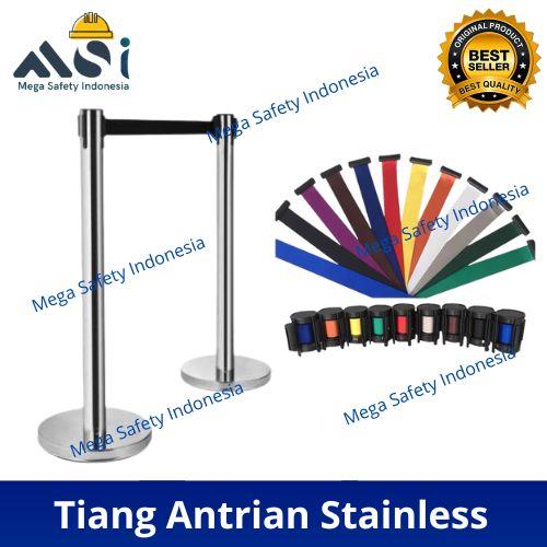 Jual Queue Line Tiang Antrian Pembatas Stainless Murah + Pita 2M ...