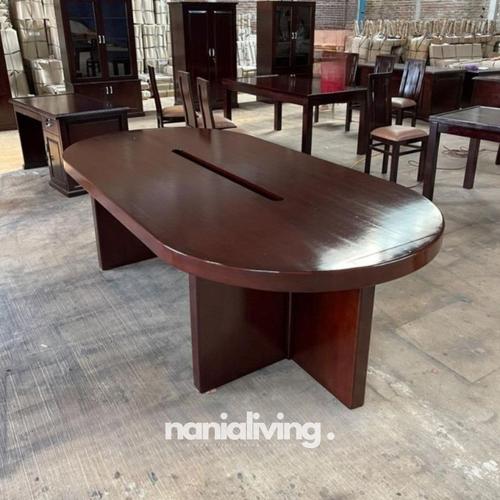 Jual meja rapat kantor meeting oval kayu jati kombinasi triplek - Kab ...