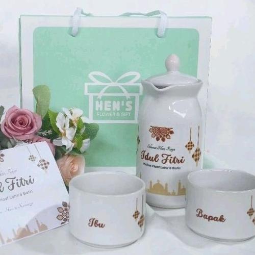 Jual Hens - Hampers Lebaran Idul Fitri - Set Teko Cangkir Custom Text ...