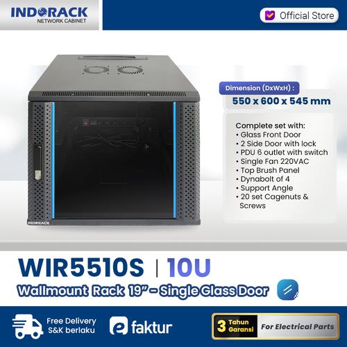Promo Indorack WIR5510S Wallmount Rack 10U Depth 550mm Single Glass ...