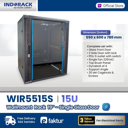 Promo Indorack WIR5515S Wallmount Rack 15U Depth 550mm Single Glass ...