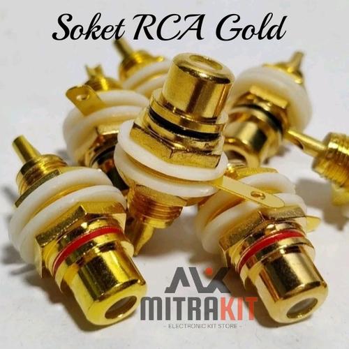 Jual Soket RCA Gold Body soket rca audio gold panel 1set L/R - Kab ...