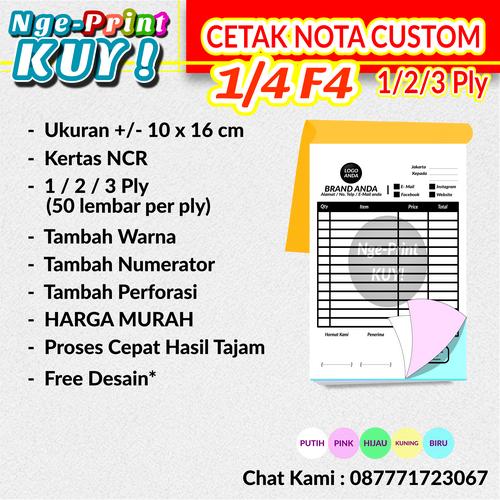 Jual Cetak Nota/Kwitansi/Surat Jalan Custom 1/4 Folio 1/2/3 Ply - 1 Ply ...