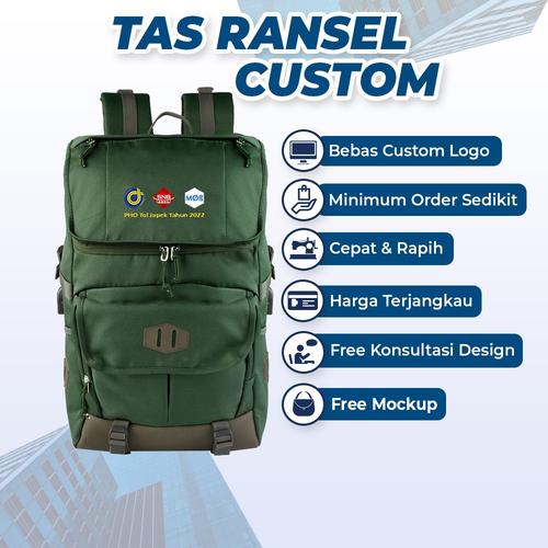 Jual Tas Ransel Souvenir Seminar Kit Custom Logo Nama Bordir Sablon ...