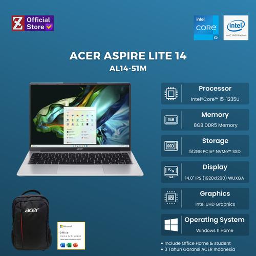 Promo ACER Aspire Lite 14 AL14-51M i5-1235U 8GB/512GB SSD 14'' ips win ...