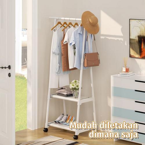 Jual Rak Gantungan Baju Model Segitiga Dengan Roda Minimalis - Putih ...