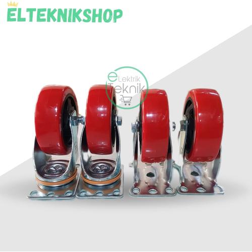 Jual Roda Troli PU 4 inch (100 X 32) Kapasitas 120Kg Warna Merah ...