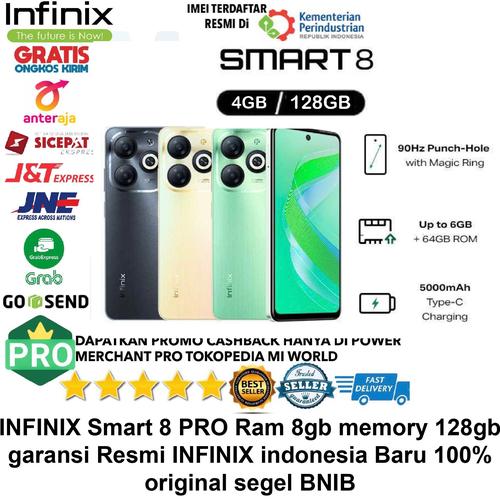Jual INFINIX SMART 8 4gb/128gb 4/128 4/64 Hp Baru Resmi hape original ...