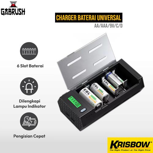 Jual KRISBOW Charger Baterai AA/AAA/9V/C/D Universal 6 Slot - Kota ...
