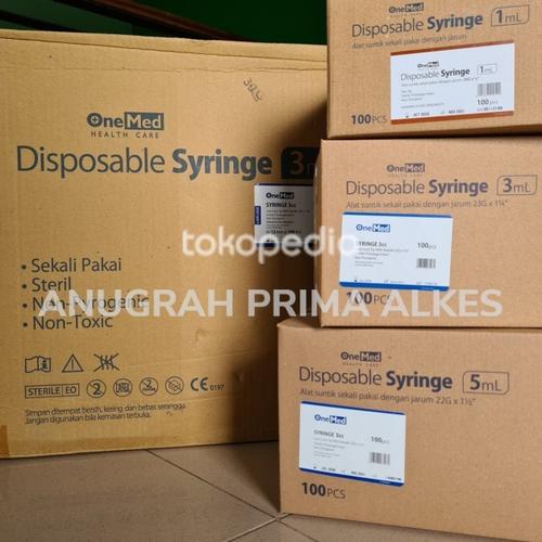 Jual Onemed Onehealth Disposible Syringe isi 100 With Needle 1 3 5 10 ...