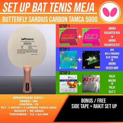 Jual Paket Bat Pingpong Rakitan Butterfly Sardius Tamca Andro Butterfly DHS - SETUP 1 - Jakarta ...