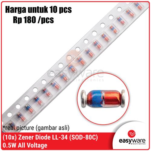 Jual 10x Zener Diode 0.5W 1/2W SOD80C LL34 SMD 3V3 5V1 5V6 4V7 3V6 6V2 12V - 3V3 - Kota Bandung ...