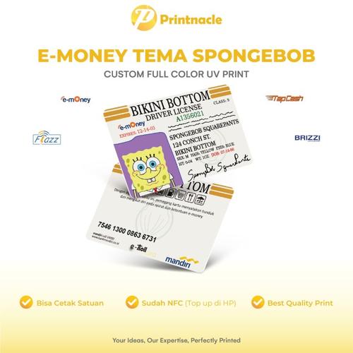 Jual Custom kartu Etol Tema Spongebob Cetak Print UV Design Bebas ...