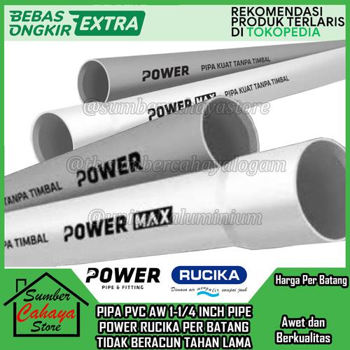 Jual Pipa PVC Paralon 1,25" 1 ¼ Inch AW 4 Meter Putih Rucika Power Pralon - Kota Palembang ...