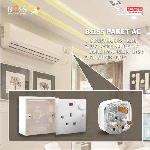 Promo Stop kontak AC paket (set: stop kontak+steker+outbow dus) - BOSS ...