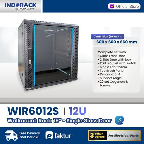 Promo Indorack WIR6012S Wallmount Rack 12U Depth 600mm Single Glass ...