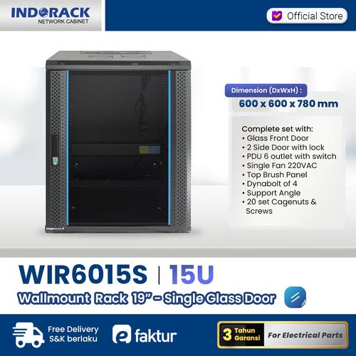 Promo Indorack WIR6015S Wallmount Rack 15U Depth 600mm Single Glass ...