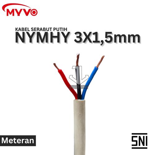 Jual MYVO KABEL NYMHY 3X1,5MM KABEL SERABUT TEBAL METERAN SNI - Hitam ...