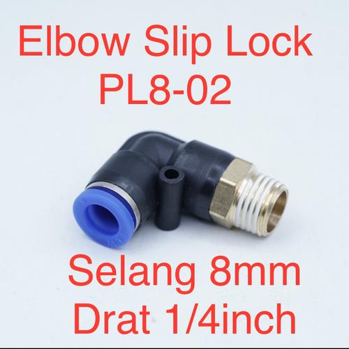 Jual PL8-02 Slip Lock Konektor Elbow Fitting Selang 8mm Drat Luar 1/4inch - Jakarta Barat ...