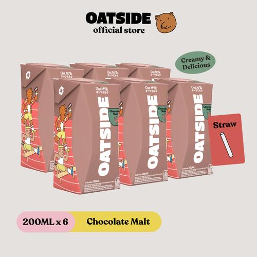 Promo OATSIDE Mini Straw Oat Milk Chocolate Malt 200ml (6pcs) (Kemasan ...