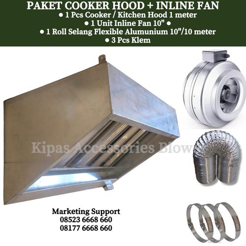 Jual PAKET Cooker Hood Penampung Asap Dapur 1 meter + Inline Blower 10 ...