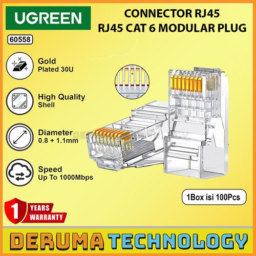Jual UGREEN Kepala Kabel LAN RJ45 Cat6 Cat6A UTP FTP Modular Plug ...