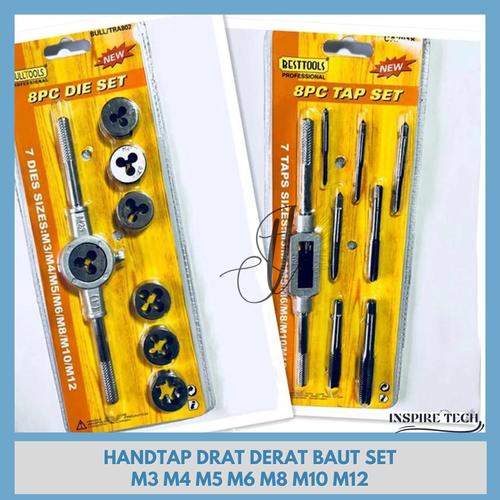 Jual Hand Tap Set plus Gagang Alat Matrix Terlaris Alat Pembuat Drat M3-M12 - TAP SET 8PCS ...