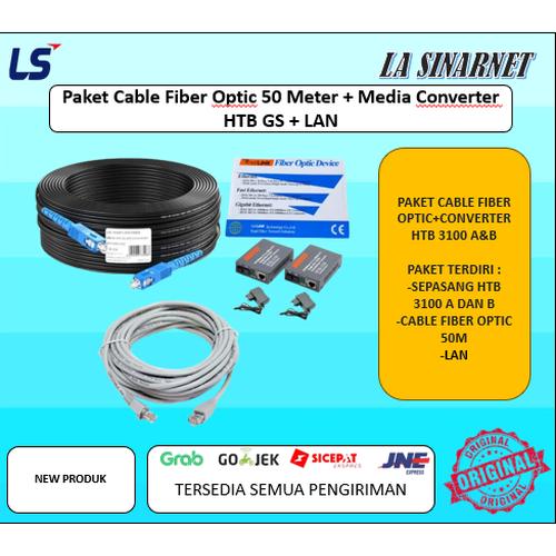 Jual Paket Cable Fiber Optic 50 Meter + Media Converter HTB GS + LAN ...