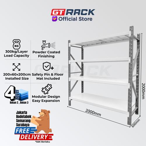 Promo RAK BESI 300KG 4 TINGKAT 2 METER RACK GUDANG SUSUN KOSMETIK ...