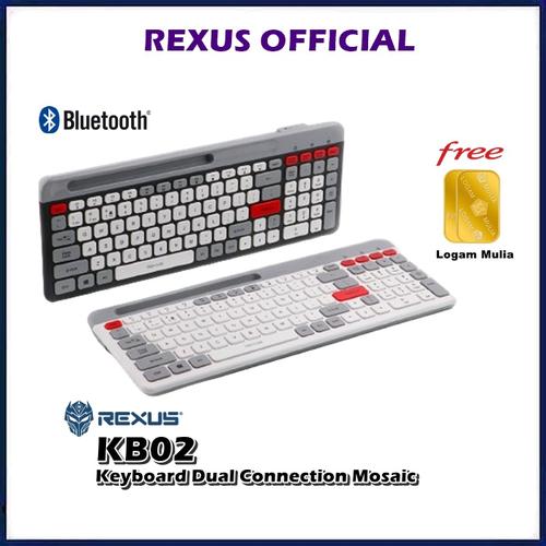 Jual Rexus KB02 Wireless Keyboard Dual Connection Mosaic KB-02 - White ...