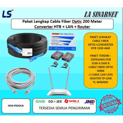 Jual Paket Lengkap Cable Fiber Optic 200 Meter Converter HTB + LAN ...