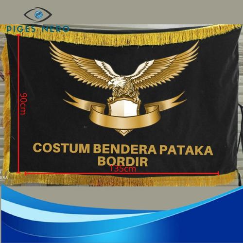 Jual Custom Bendera Ruangan / Pataka Bordir 80 x 120 Cm - Beludru ...